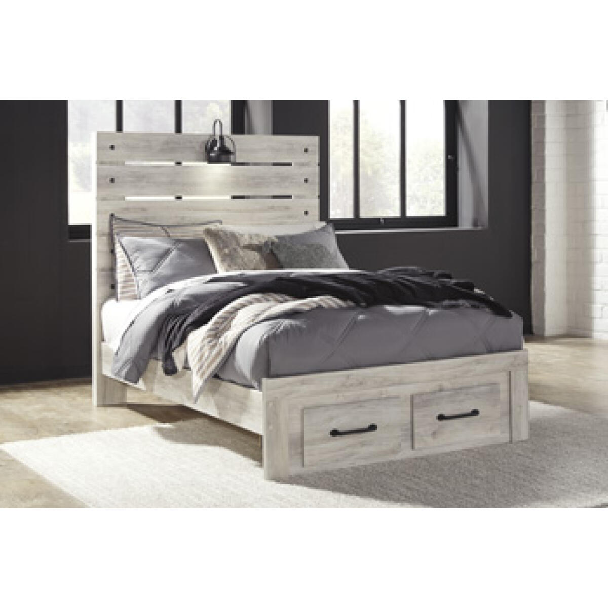 Cambeck Full Panel Bed With 2 Storage Drawers Fiore Furniture